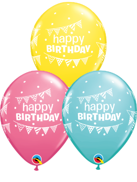 Happy Birthday Pennants & Dots 11" Balloons – Vancouver Balloons