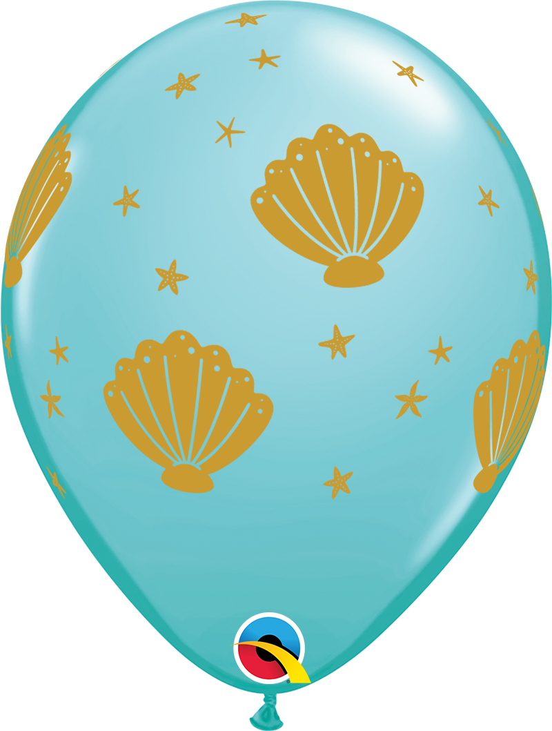 Sea Shell Printed Teal 11" Balloon – Vancouver Balloons