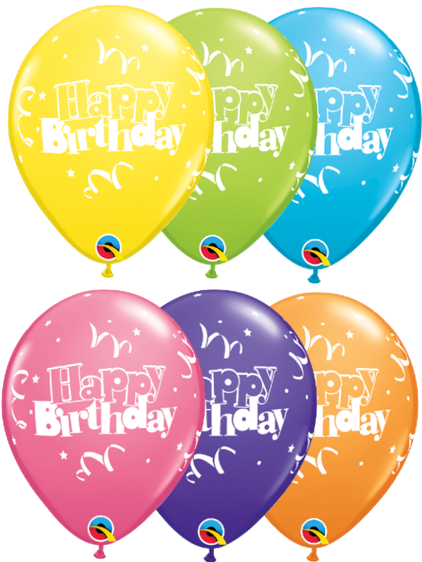 Happy Birthday Streamers & Stars 11" Balloons – Vancouver Balloons