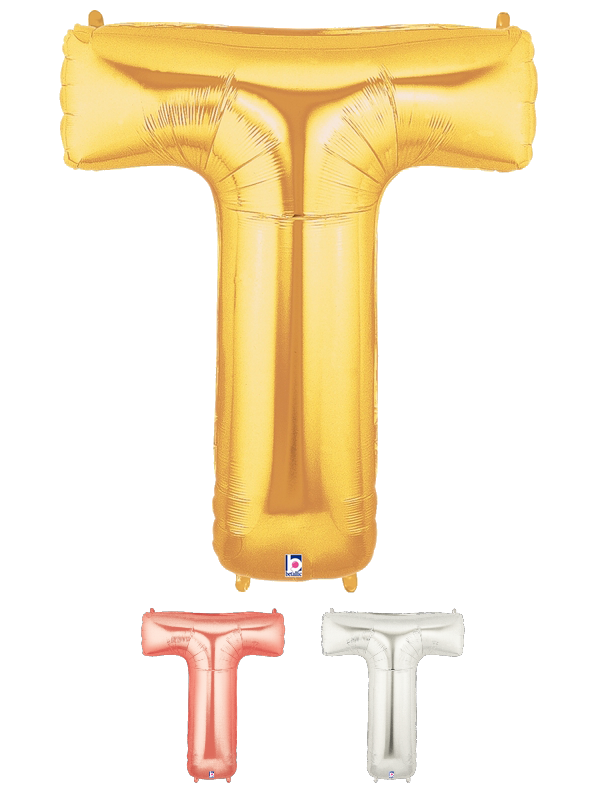 Gold Letter T Foil Balloon Letters - Betallatex – Vancouver Balloons